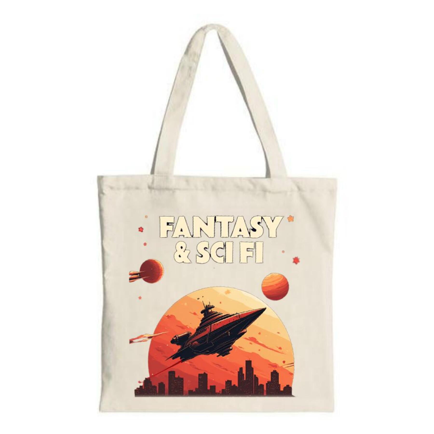 Futuristic Spaceship Canvas Tote Bag - Fantasy & Sci - Fi Design with ...