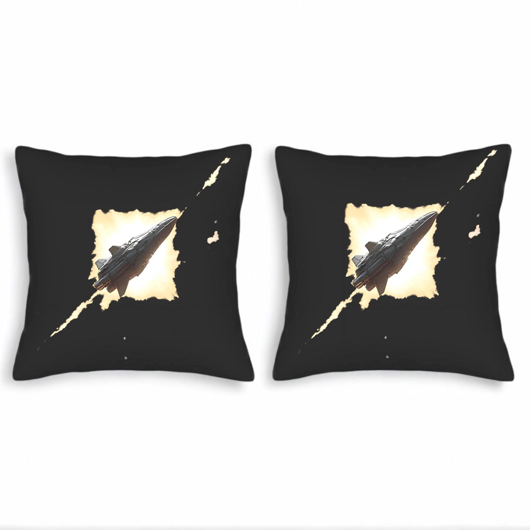Futuristic Spaceship Throw Pillow Covers 18x18in Set of 2 - Sleek ...
