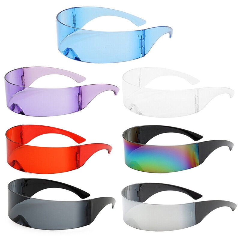 Futuristic Sunglasses Mirrored Narrow Lens Wrap Visor Robot Costume ...
