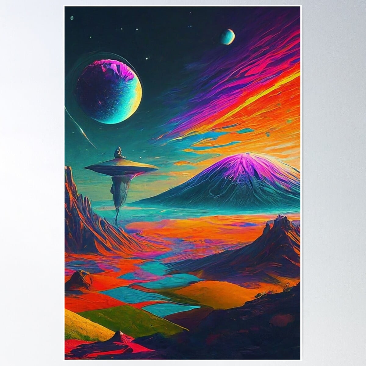 Futuristic Surreal Alien Planet Landscape – Ufo Psychedelic Dreamscape ...