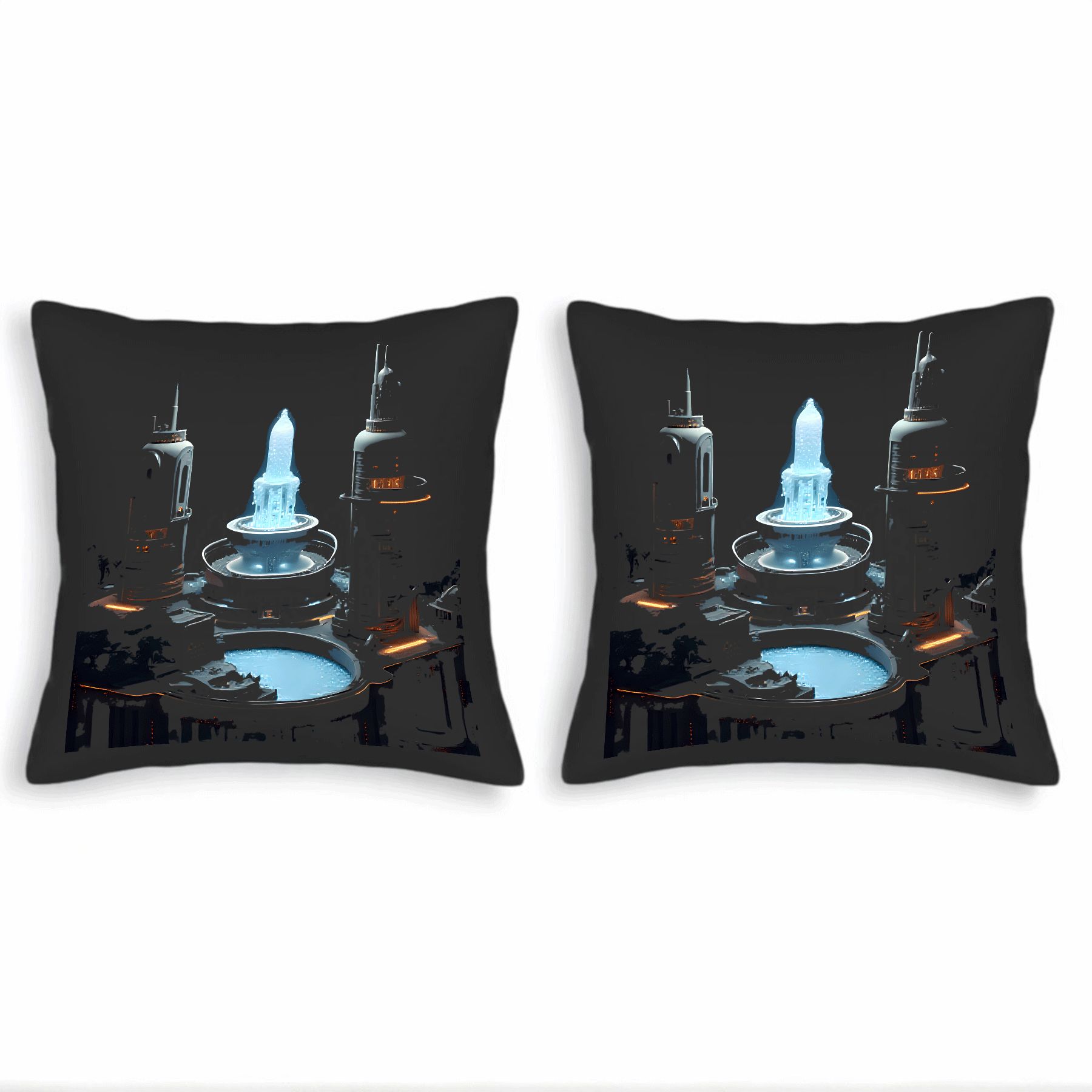 Futuristic Throw Pillow Covers 18x18in Set of 2 - Sleek Metallic Design ...