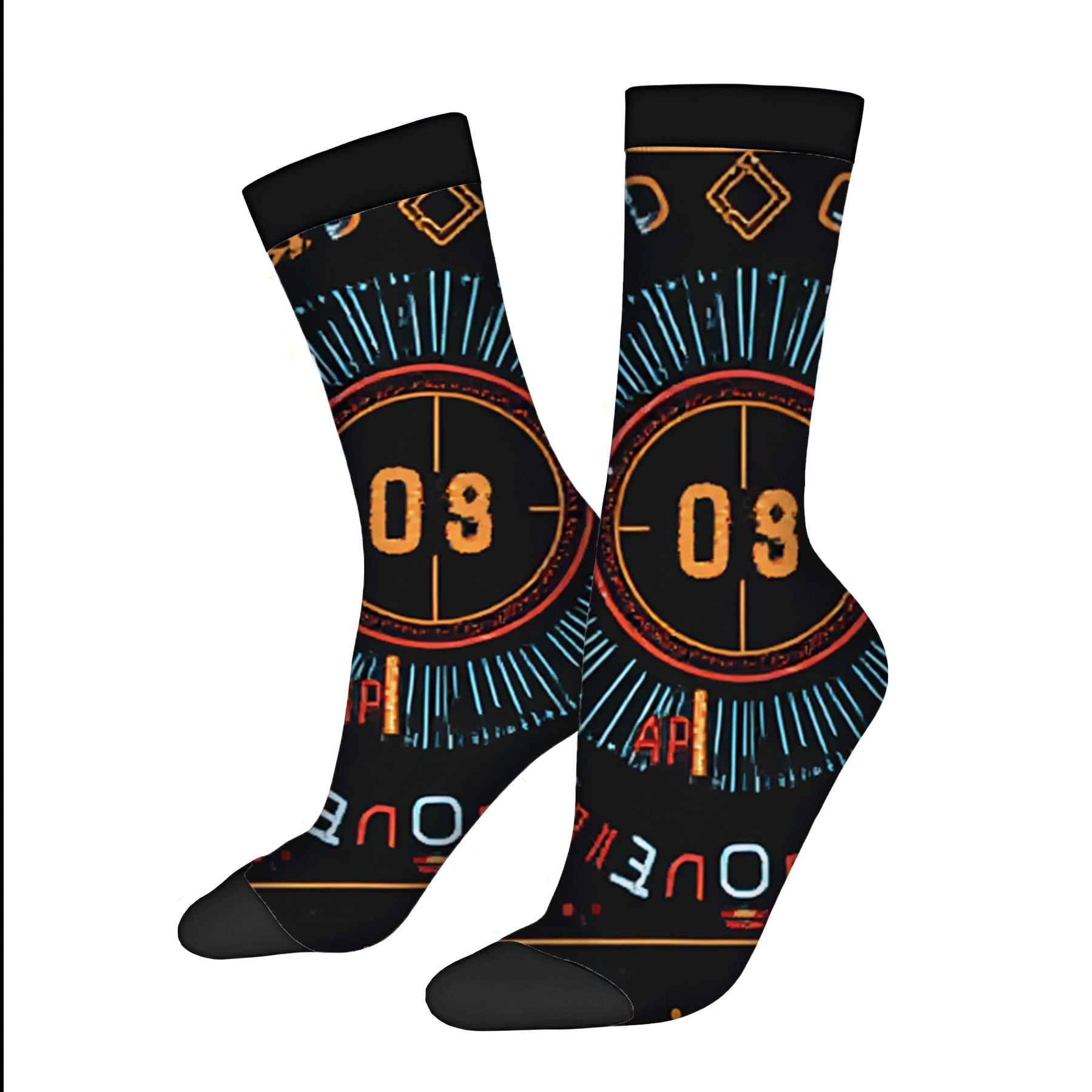 Futuristic Unisex Socks - 2 Pairs with Dynamic Circular Pattern ...