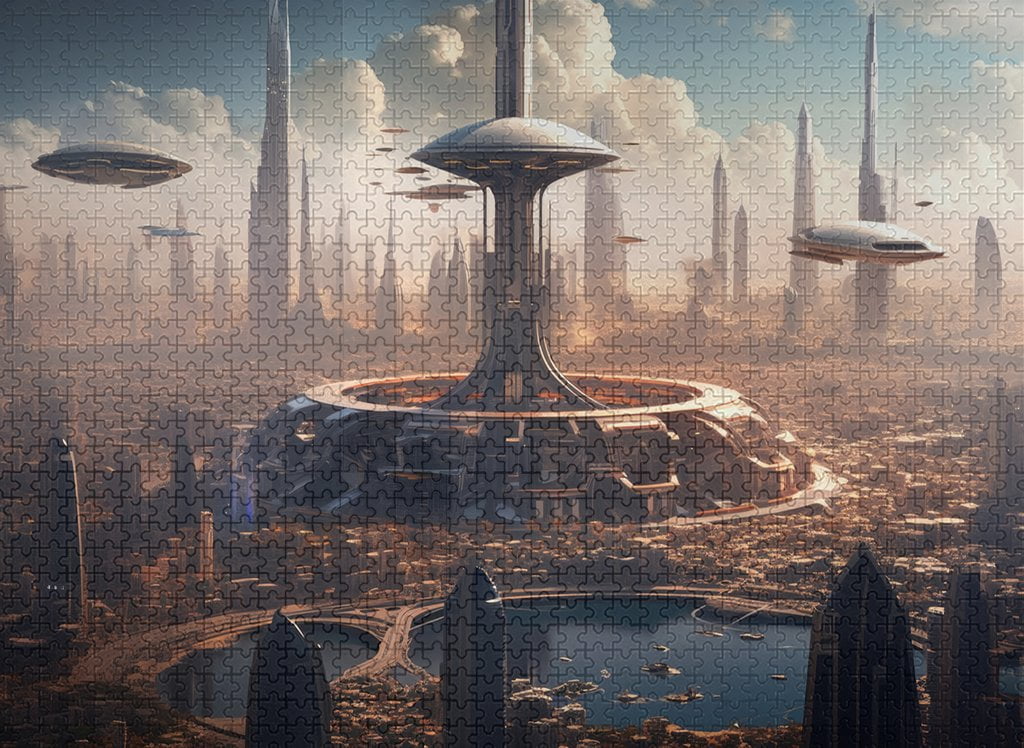 Futuristic Vision Of Dubai City With Space Elevator Intellectual ...