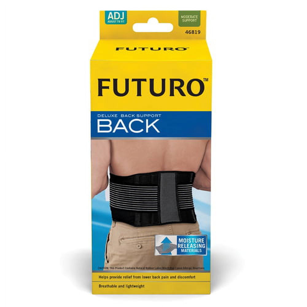 Futuro Delux Back Brace Support, Black, Adjustable, 1 Ea, 2 Pack ...