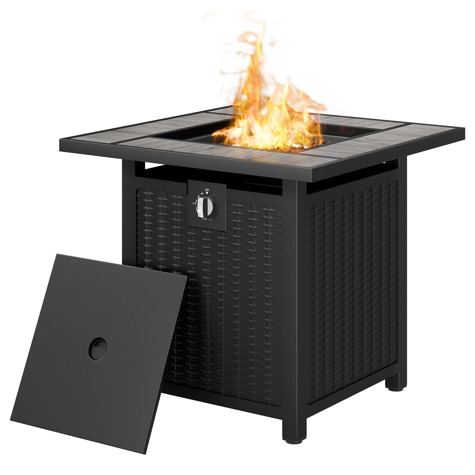 Futzca 28 Inch Propane Fire Table, Square Outdoor Gas Fire Pit Table ...