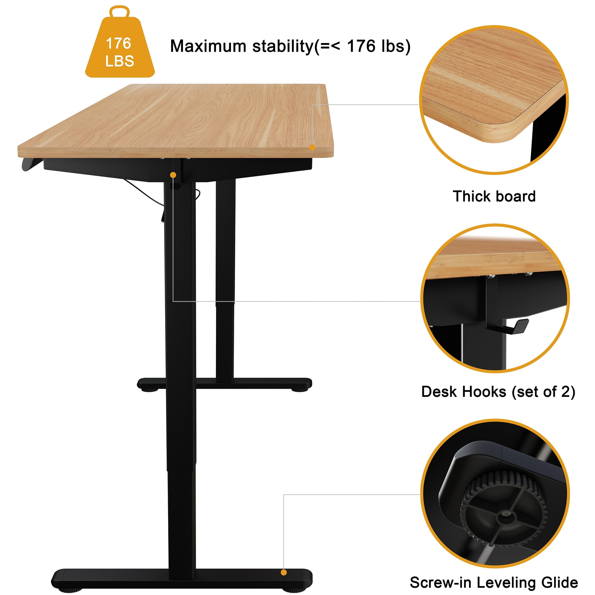 Futzca Height Adjustable Electric Standing Desk Sit Stand Computer ...