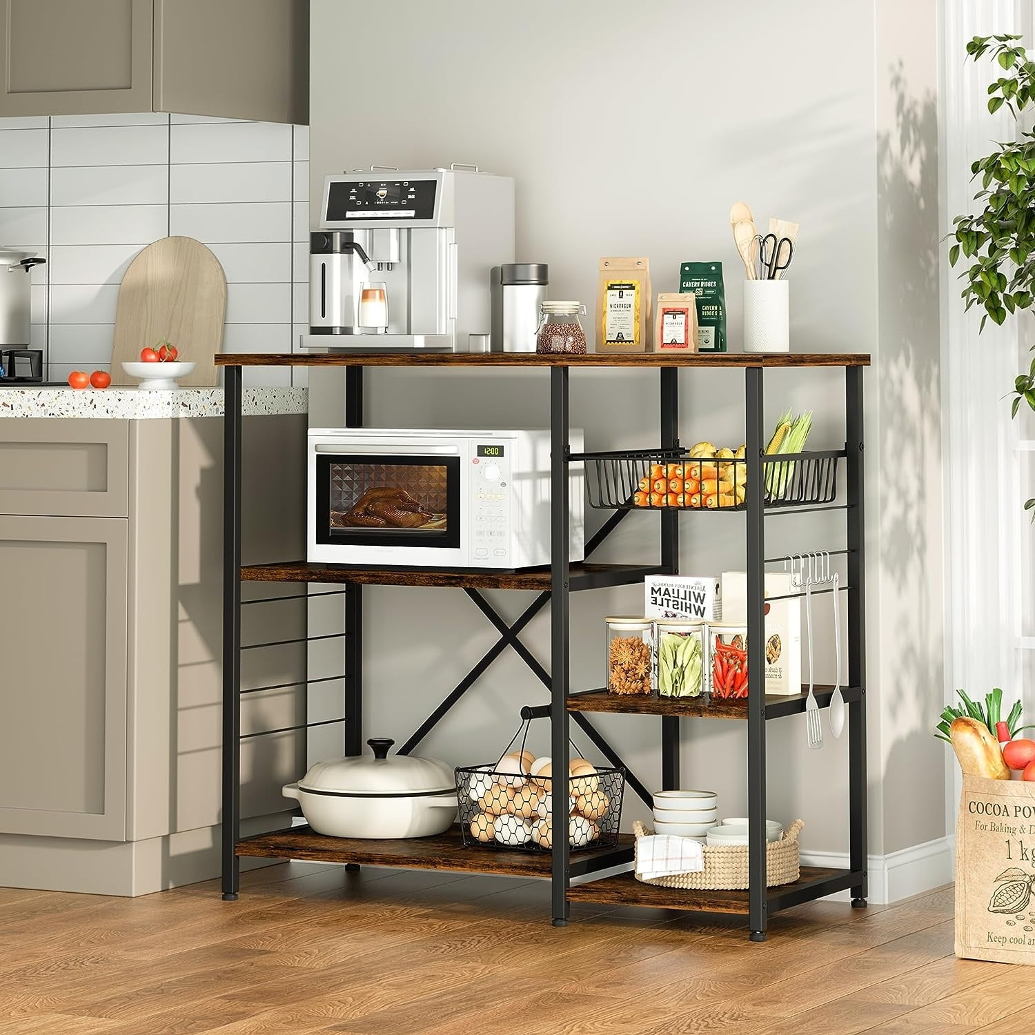 Futzca Kitchen Bakers Rack, Microwave Stand, Coffee Bar 35.4inch no ...