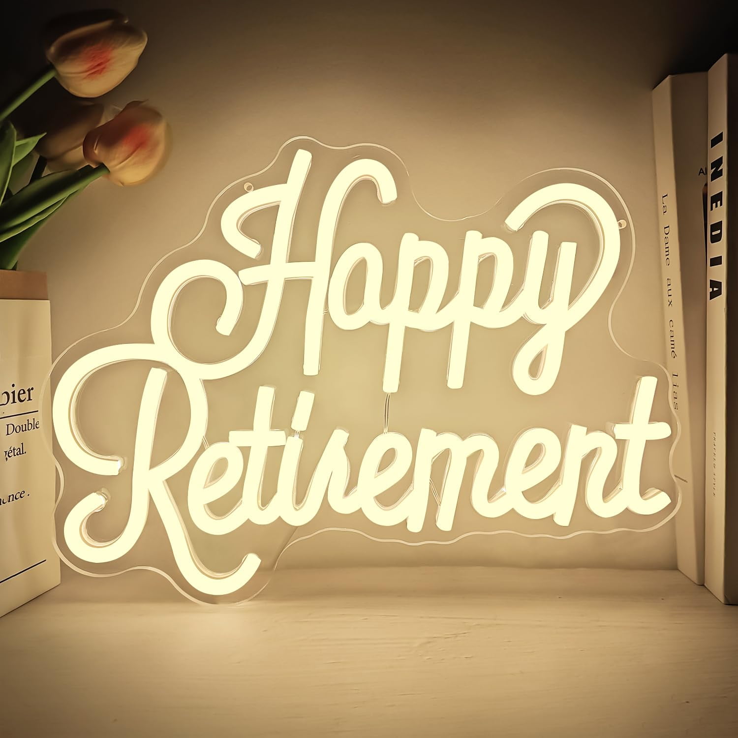 FuugZze Happy Retirement Neon Sign Dimmable Led Signs USB Neon Light ...