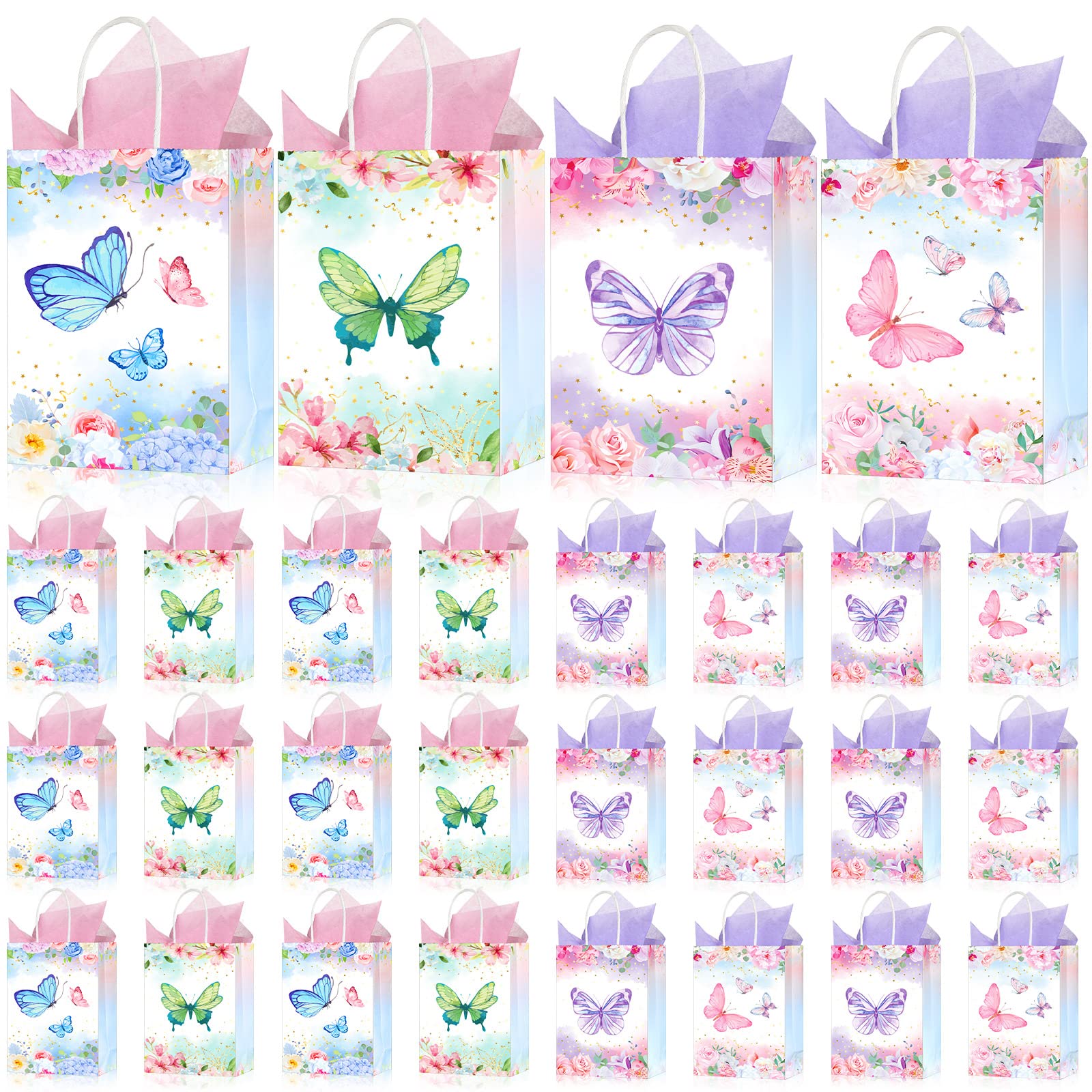 Fuutreo 24 Pack Butterfly Goodie Bags, Butterfly Party Favors Gift Bags ...