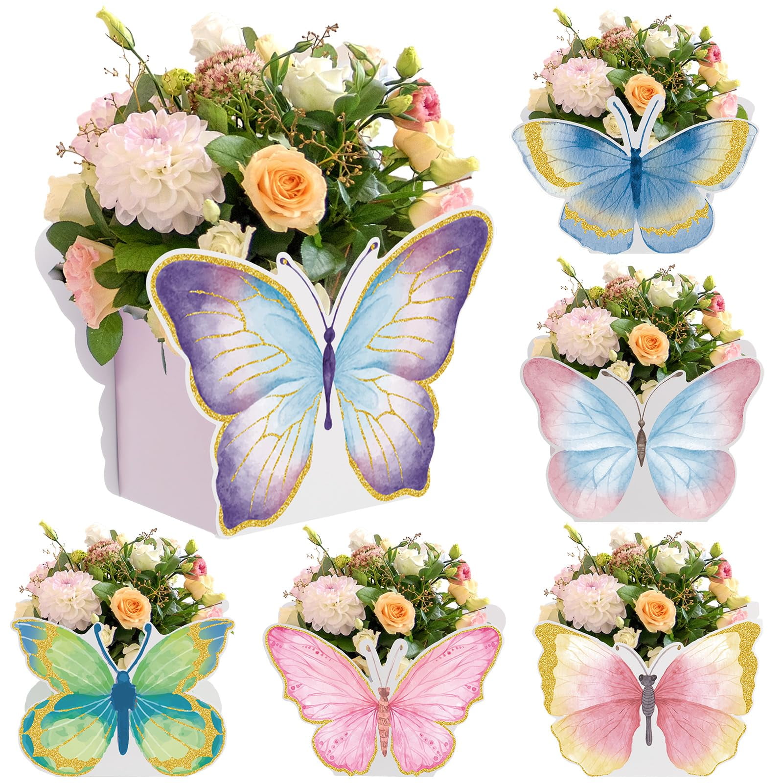 Fuutreo 6 Pcs Butterfly Centerpieces for Baby Shower, Birthday, Tea ...