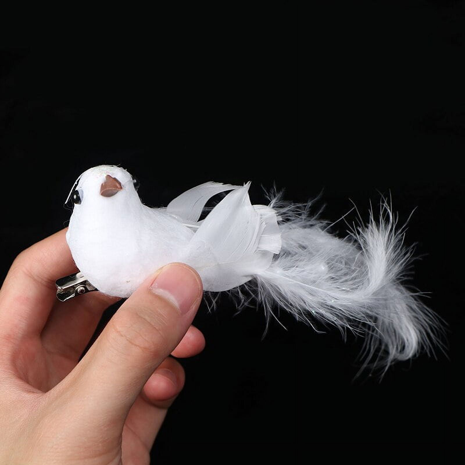 Fuwaxung White Feather Curly Bird White Bird Faux Foam Feather Dove ...