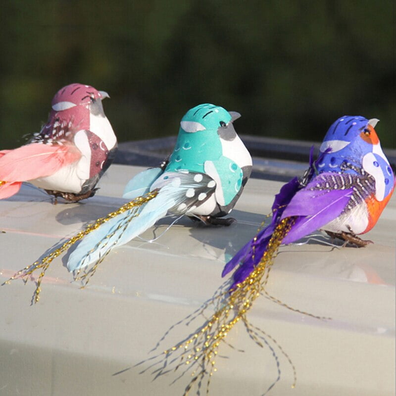 Fuwaxung White Feather Curly Bird White Bird Faux Foam Feather Dove ...