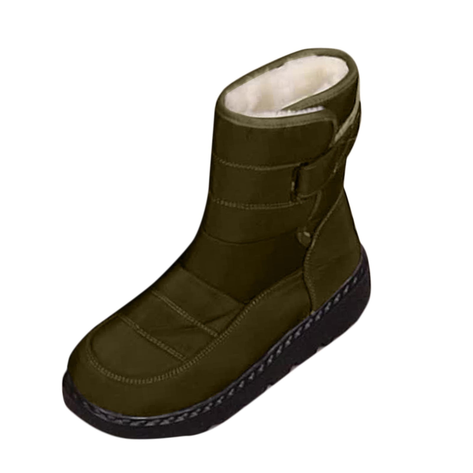 Fuwddey Snow Boots for Women Warm Winter Booties Solid Color Thickened ...
