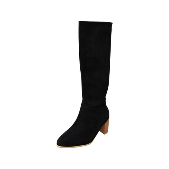 Fuwddey Suede Knee-High Boots Fall Boot For Women Chunky Block High ...