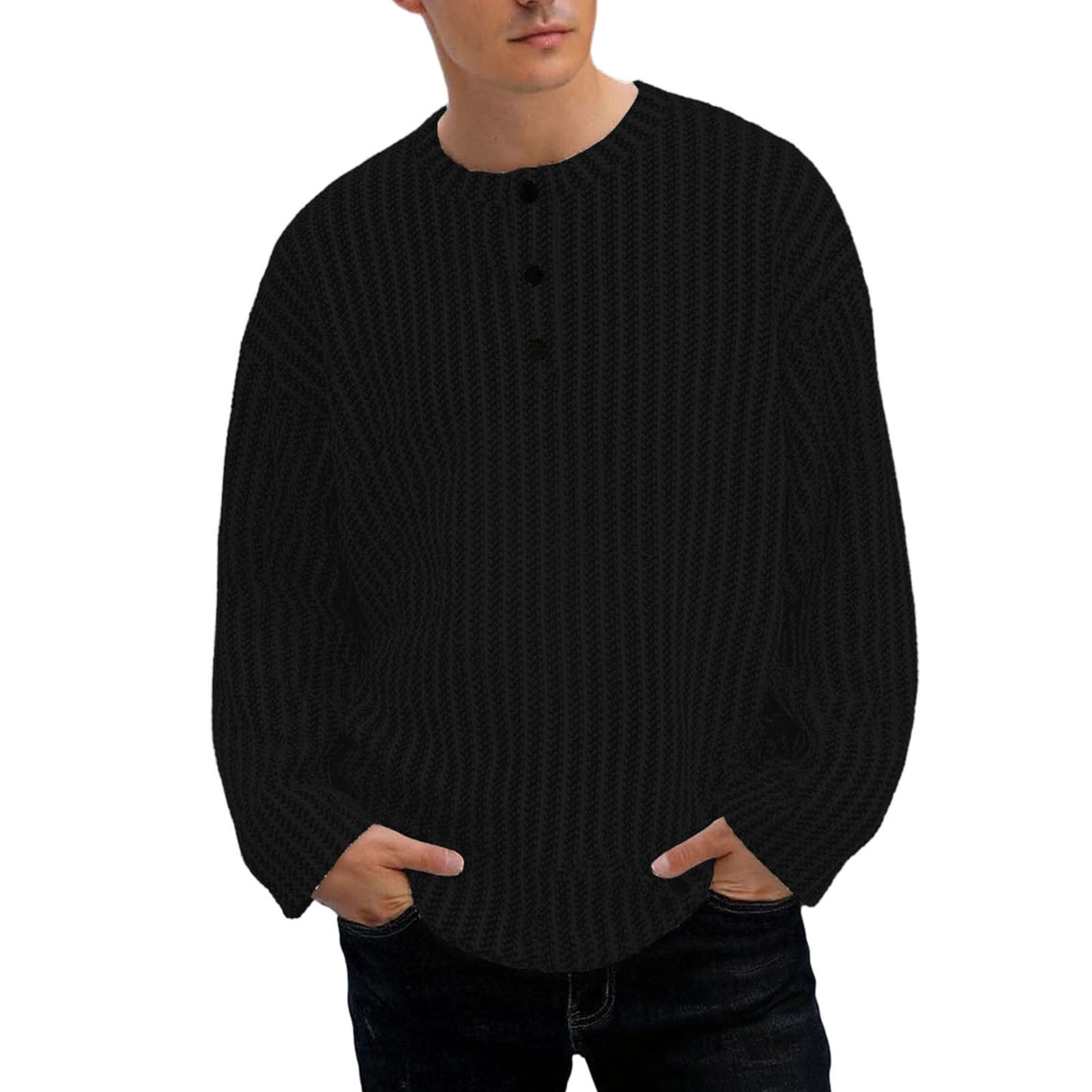 Fuwddey Sweatshirts for Men Fall Loose Men'S Solid Color Long Sleeved ...