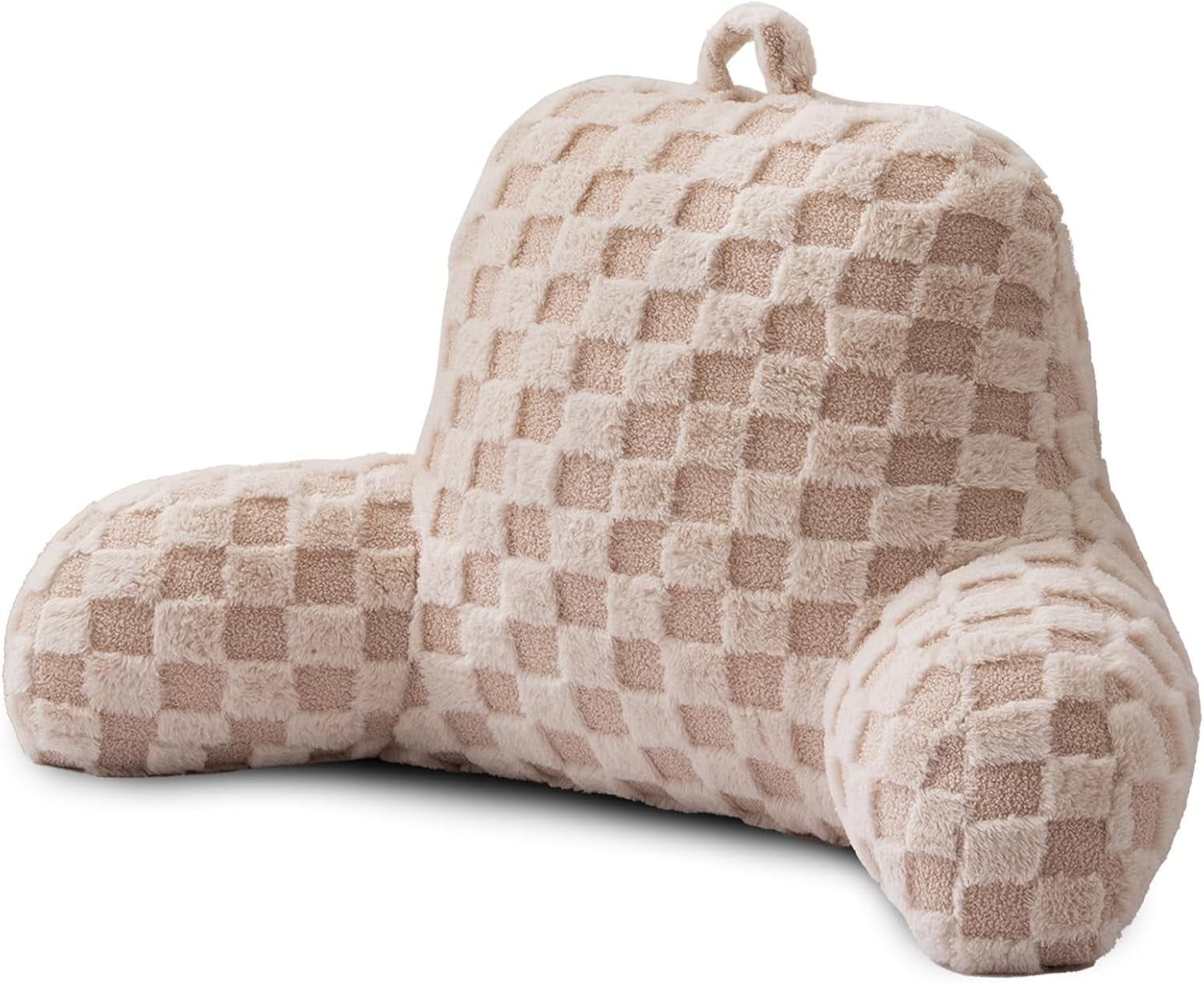 Fux Reding Pillow,Checkered Fluffy Grid Plid,Bed Wedge Pillow Lrge dult ...