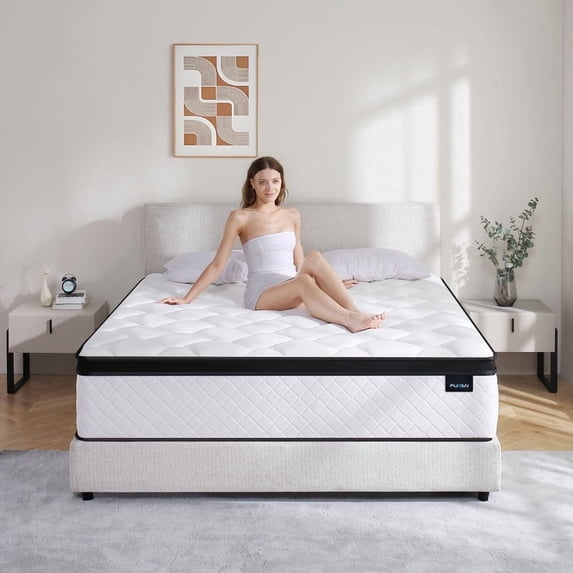 Fuxilai Queen Size Mattress, 10 Inch Hybrid Memory Foam Queen Mattress ...