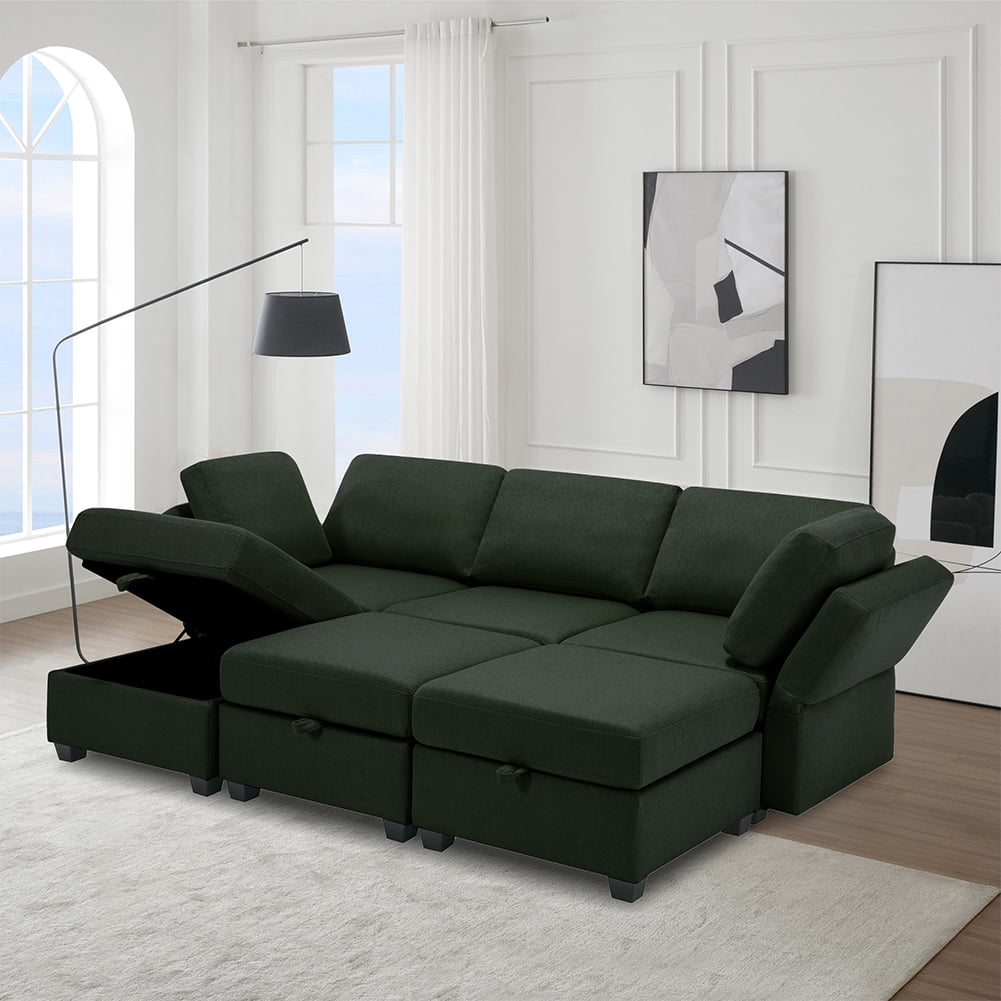 FuxinDecor Convertible Modular Sectional Sofa Couch Bed with Storage ...