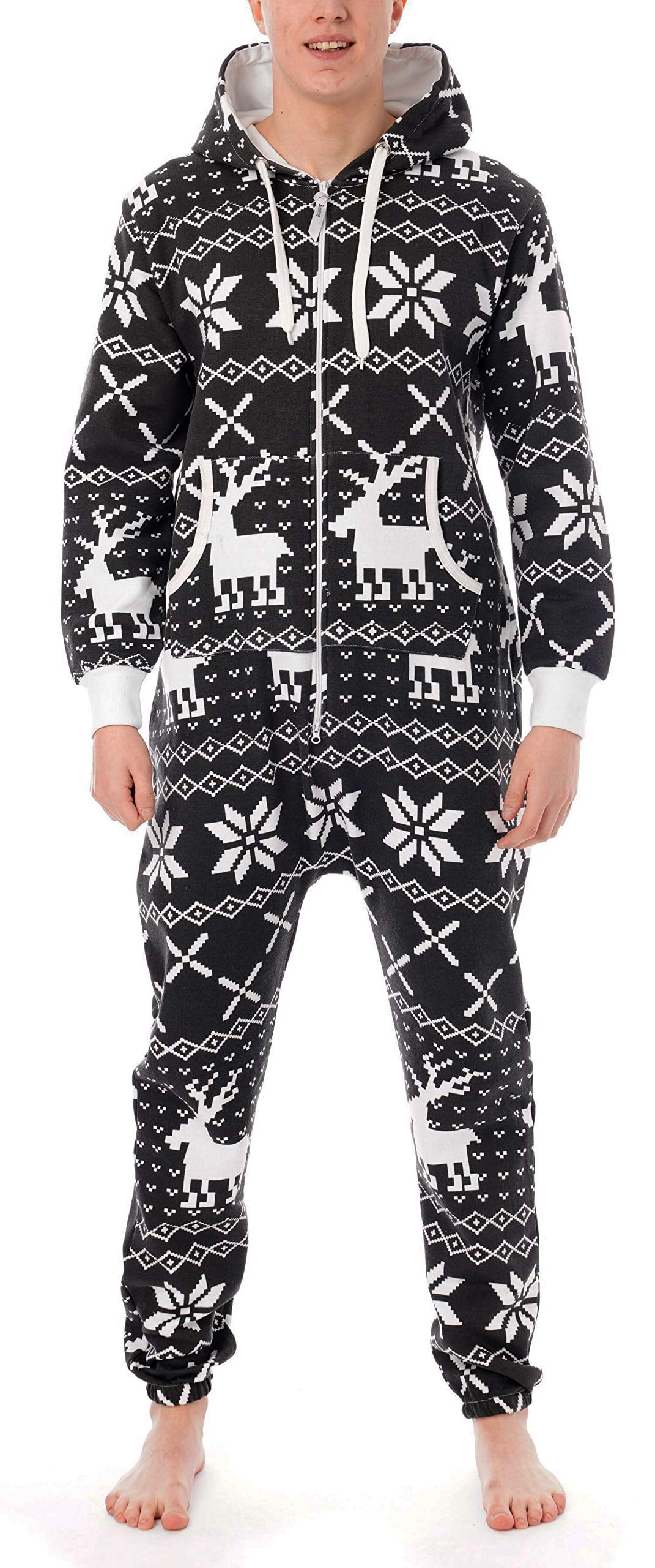 Fuxion Adult Onesie Pajamas for Men - Fleece Hooded Novelty One Piece ...
