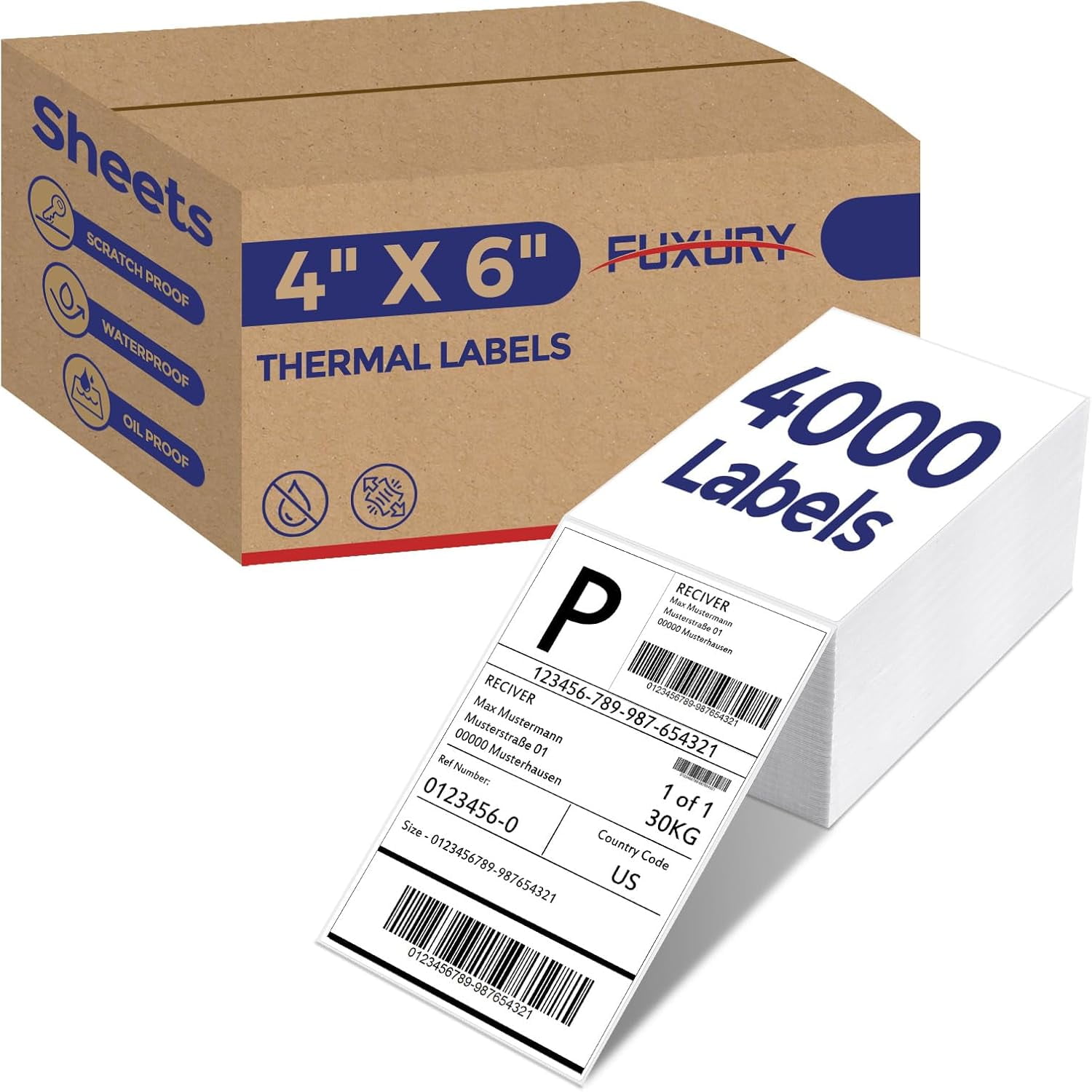 Fuxury Thermal Labels 4x6 4000 Labels Fanfold Direct Shipping Label ...