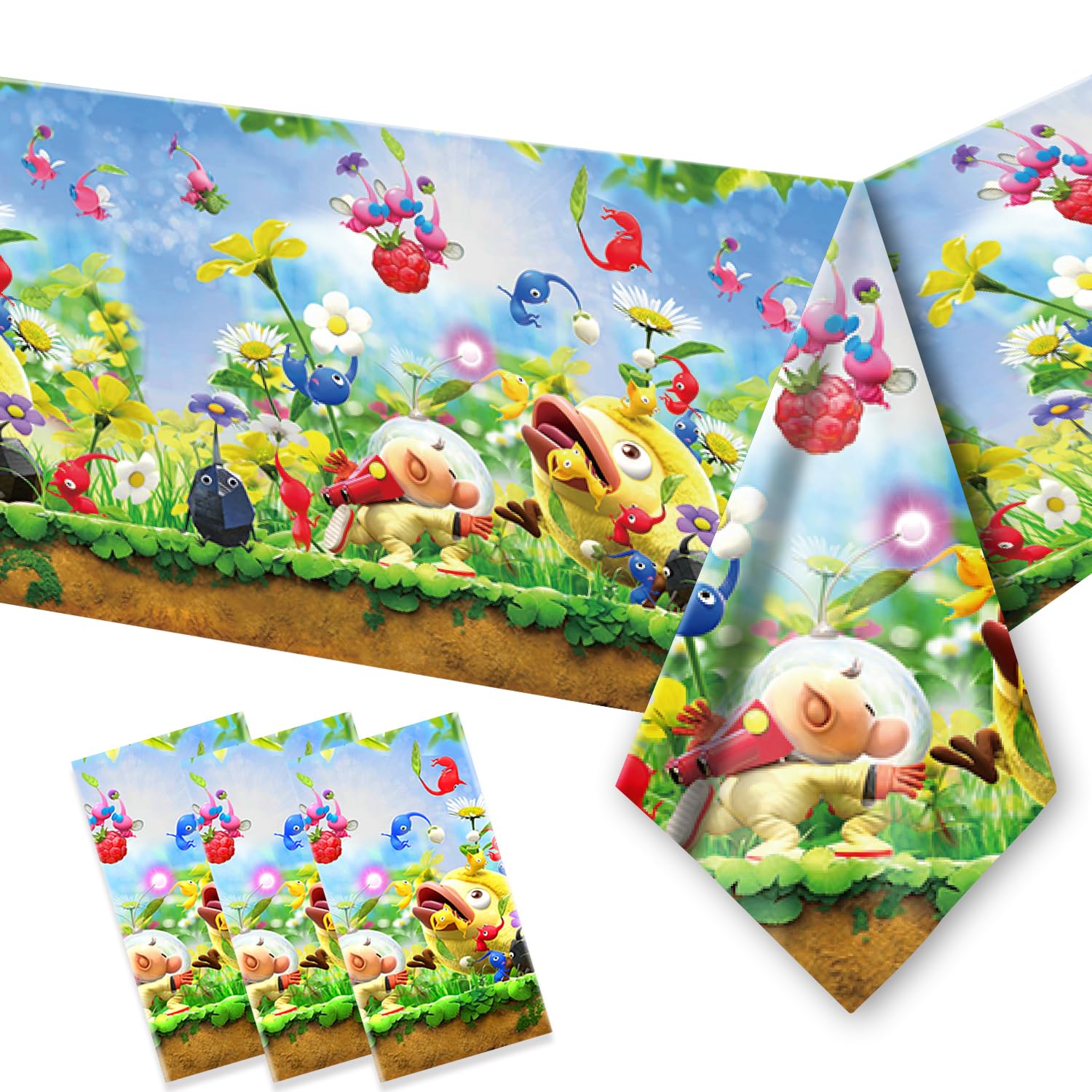 Fuyhiuous 2Pcs Pikmin Tablecloth Disposable Tablecover Birthday Party ...