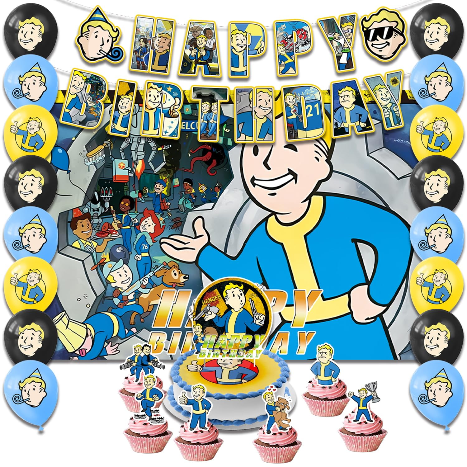 Fuyhiuous 42pcs Fallout Birthday STF9 Party Supplies Pack Includes ...
