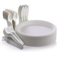 Fuyit 200Pcs Eco-Friendly Dining Set, Compostable Sugarcane Cutlery ...