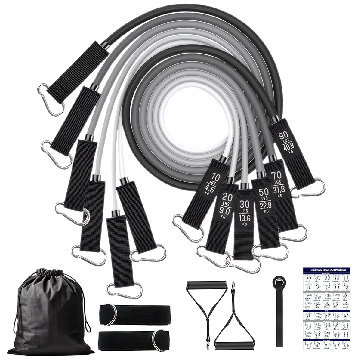 Fuyit Resistance Bands Set,270lbs Exercise Bands for Working Out ...