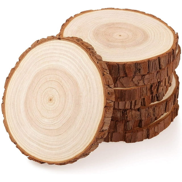Fuyit Natural Wood Slices, 8 Pcs 5.1-5.5 inches, Unfinished Log Discs ...