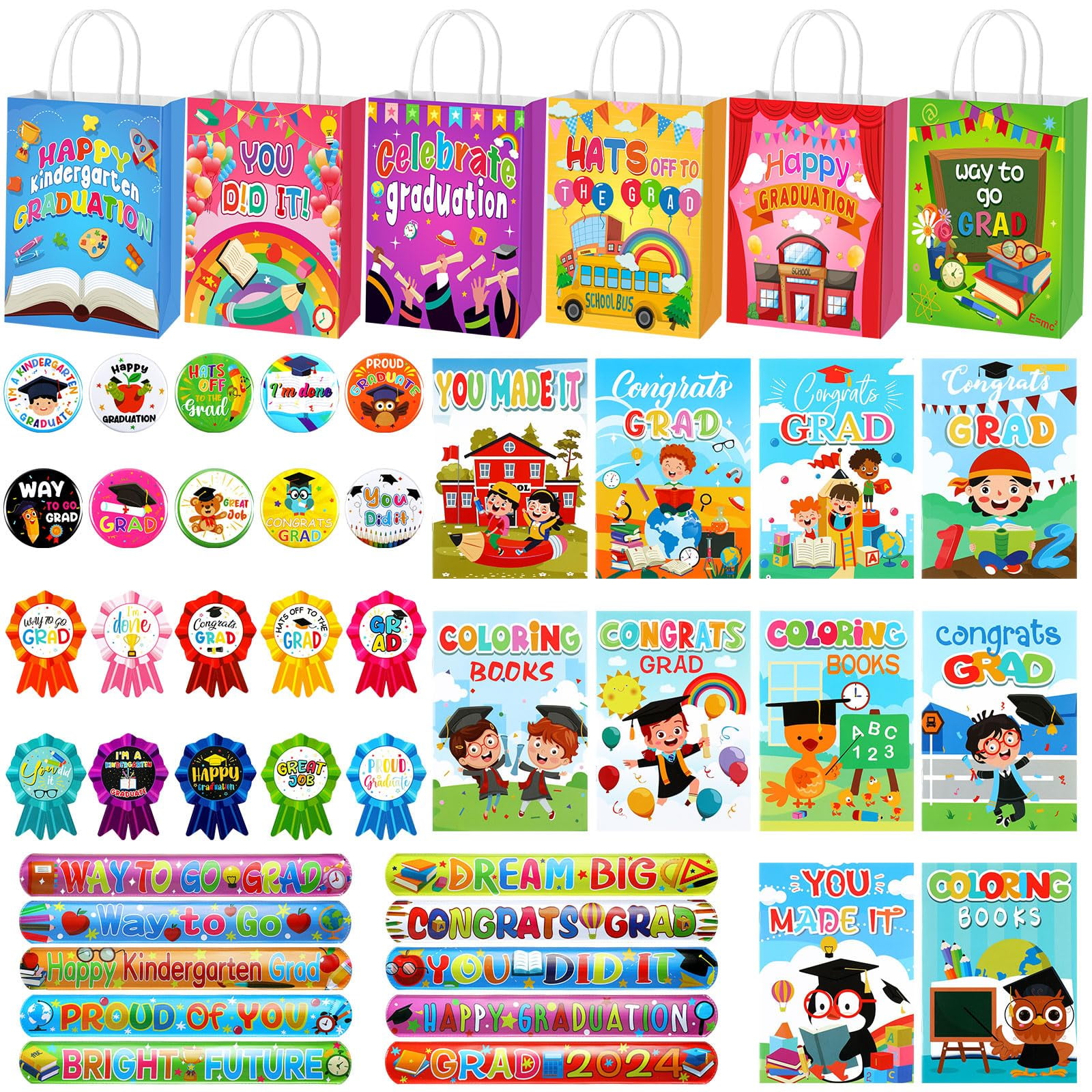 Fuyoooo 180 Pcs Kindergarten MMF7 Graduation Party Favor Set 60 Slap ...