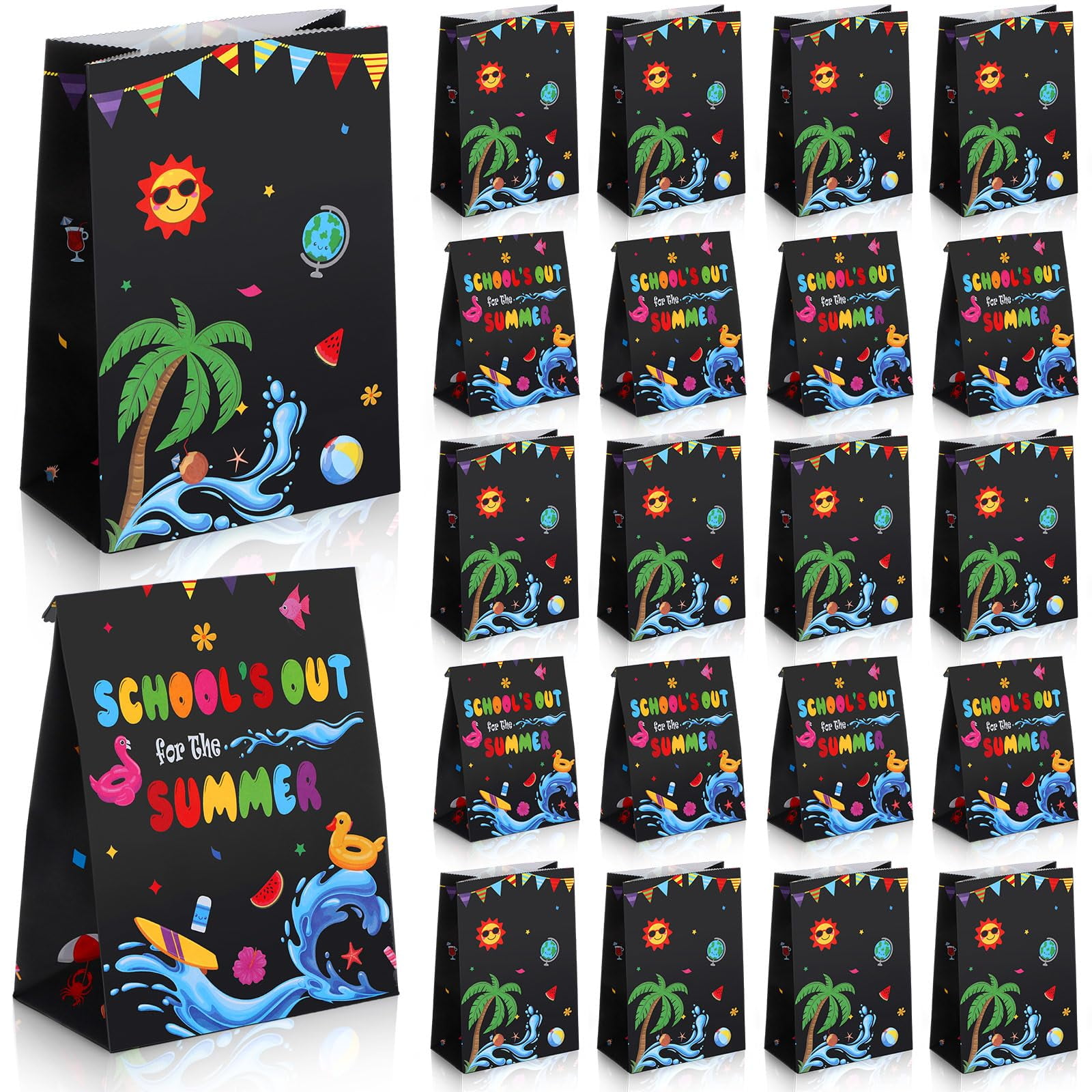 Fuyoooo 24 Pcs End of School Year Theme Favor Bag Beach Ball Last Day ...