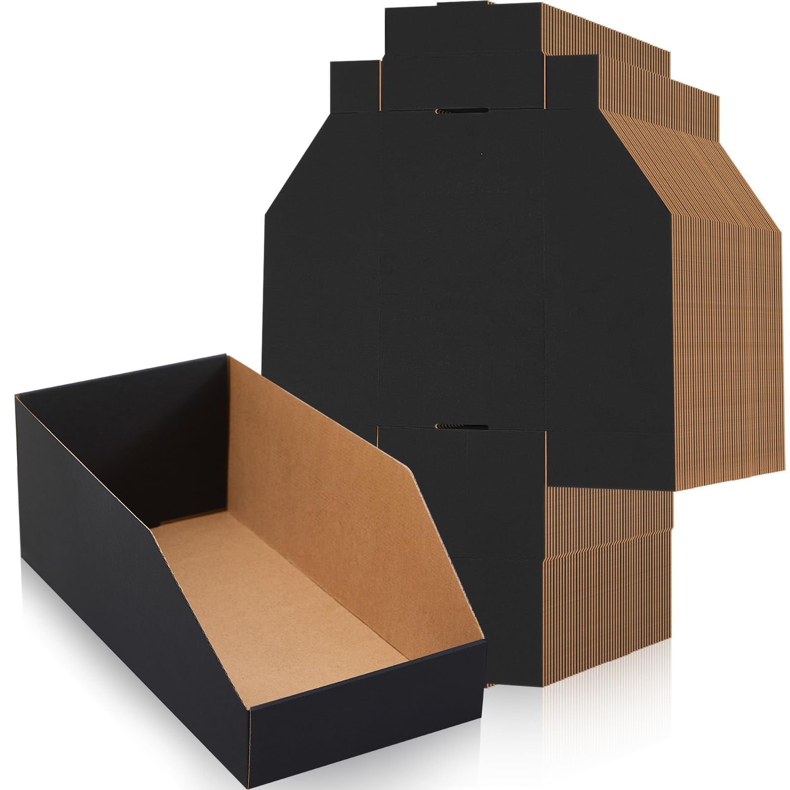 Fuyoooo Cardboard Storage Bins Pack of 30 Open Top Bin Boxes 12 x 6 x 4 ...
