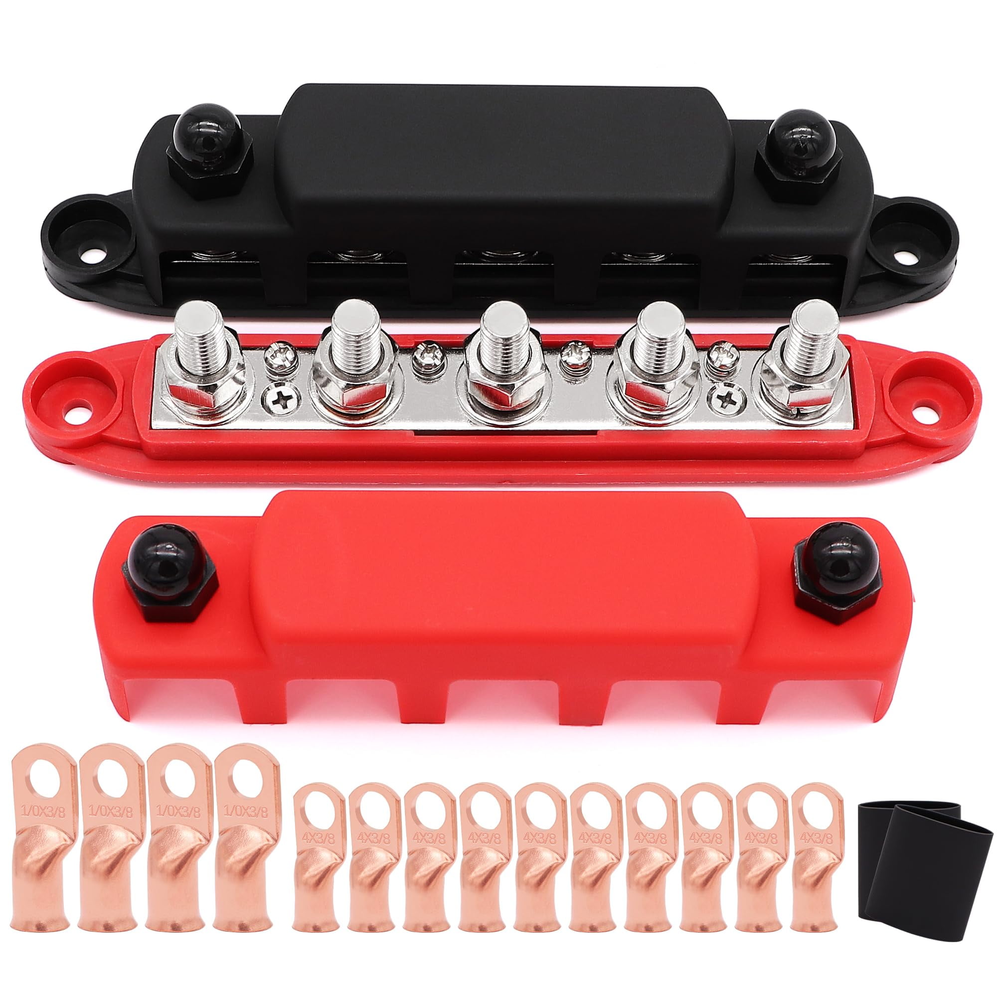 Fuzbaxy 300A 5 Stud Bus Bar 12V-48V DC Power Distribution Block,5 x 3/8 ...