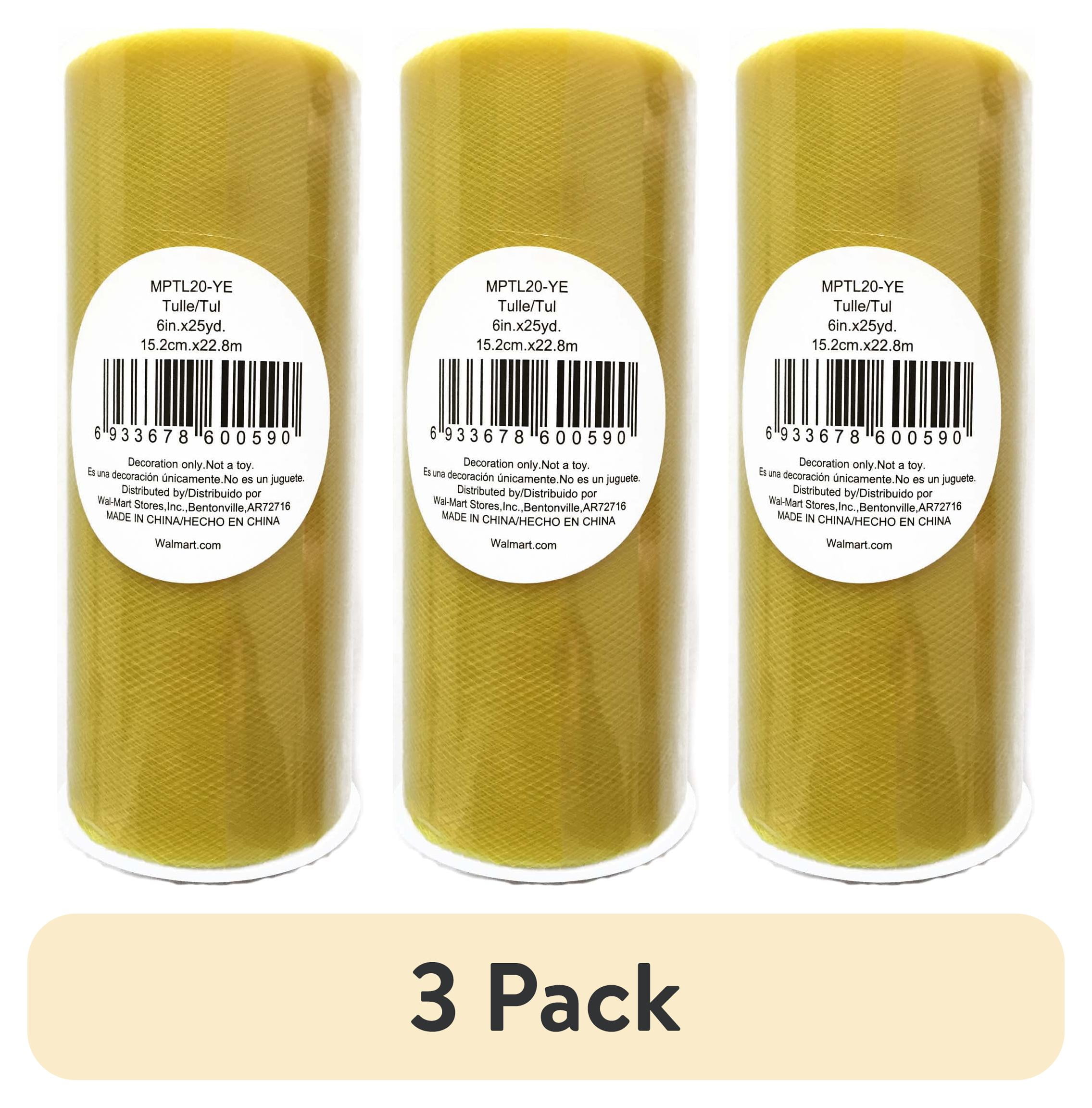 (3 pack) Fuzhou 6"*25Yd Matte Tulle Fabric Spool Yellow,100% Polyester ...