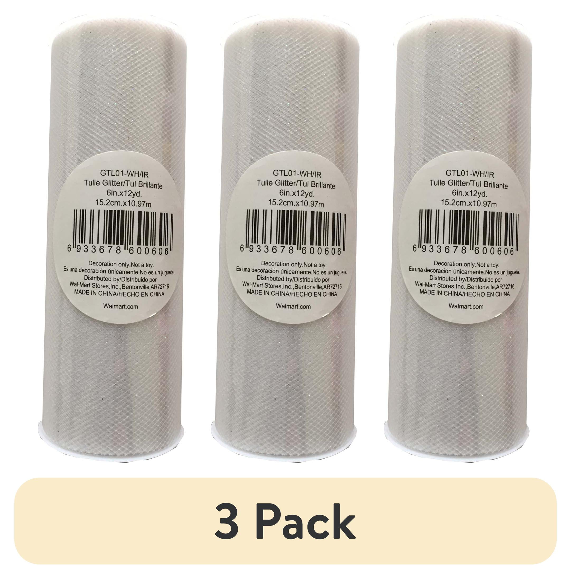 (3 pack) Fuzhou 6inch 12Yd Glitter Tulle Spool White,100% Polyester by ...