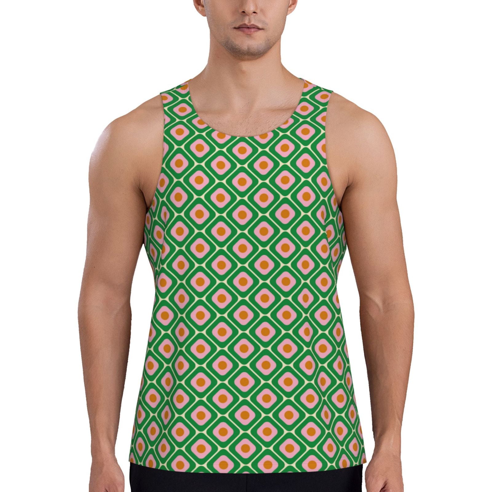 Fuzoiu 60s and 70s Style Print Men's Workout Tank Tops,Sleeveless Gym ...