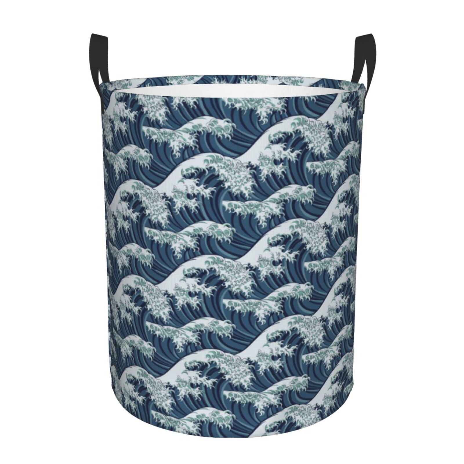 Fuzoiu A Japanese Great Wave Print Circular Hamper,Laundry Basket with ...