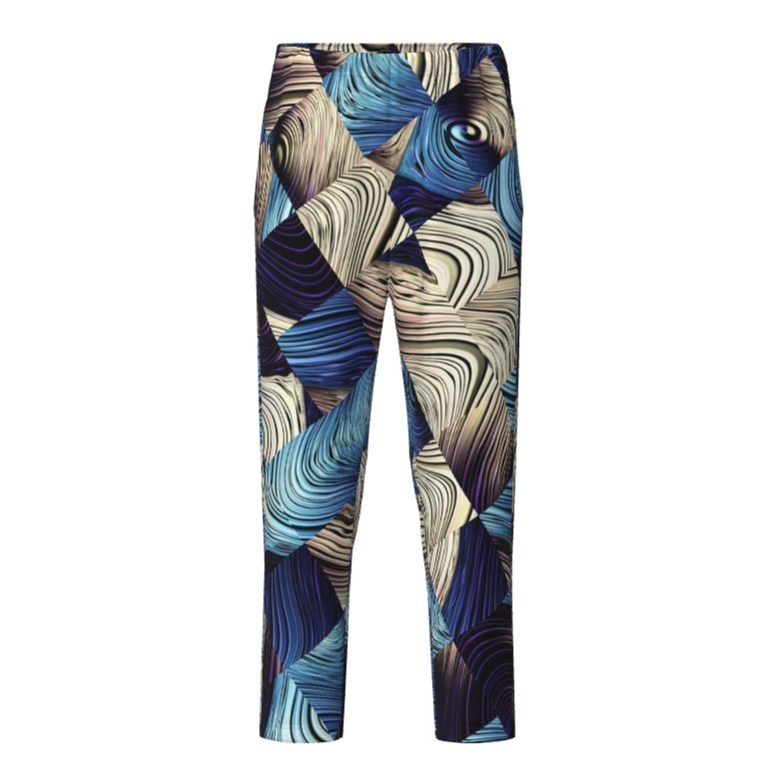 Fuzoiu Abstract Blue Squares Print Teenagers' Pajama Pants,Lounge Pants ...