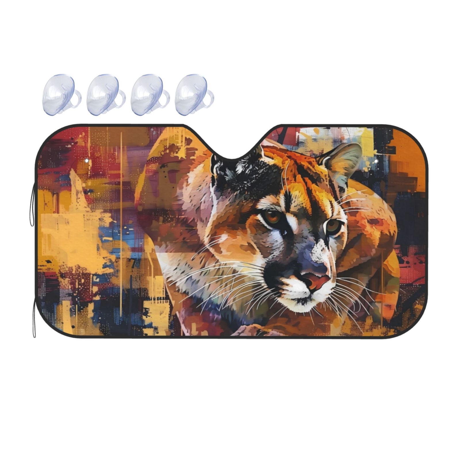 Fuzoiu Abstract Lion Painting Print Car Windshield Sunshade,Foldable ...