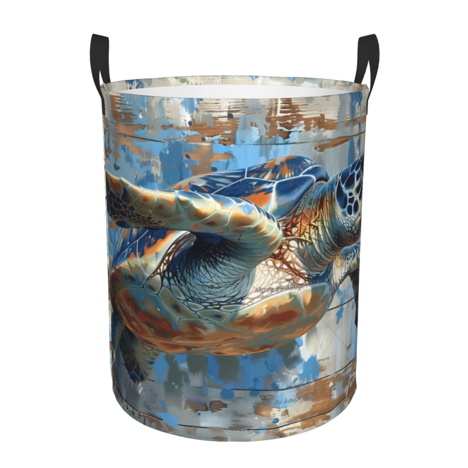 Fuzoiu Abstract Sea Turtle Print Circular Hamper,Laundry Basket with ...