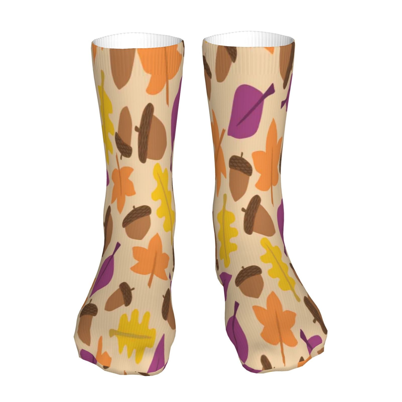 Fuzoiu Acorn Autumn Fall Leaf Leaves Print Crew Socks,Casual Athletic ...