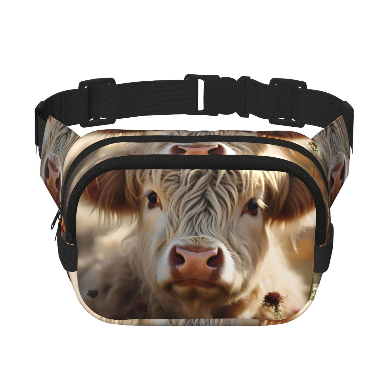 Fuzoiu Adorable Flower Field Cow Print Unisex Square Double Layer Waist ...