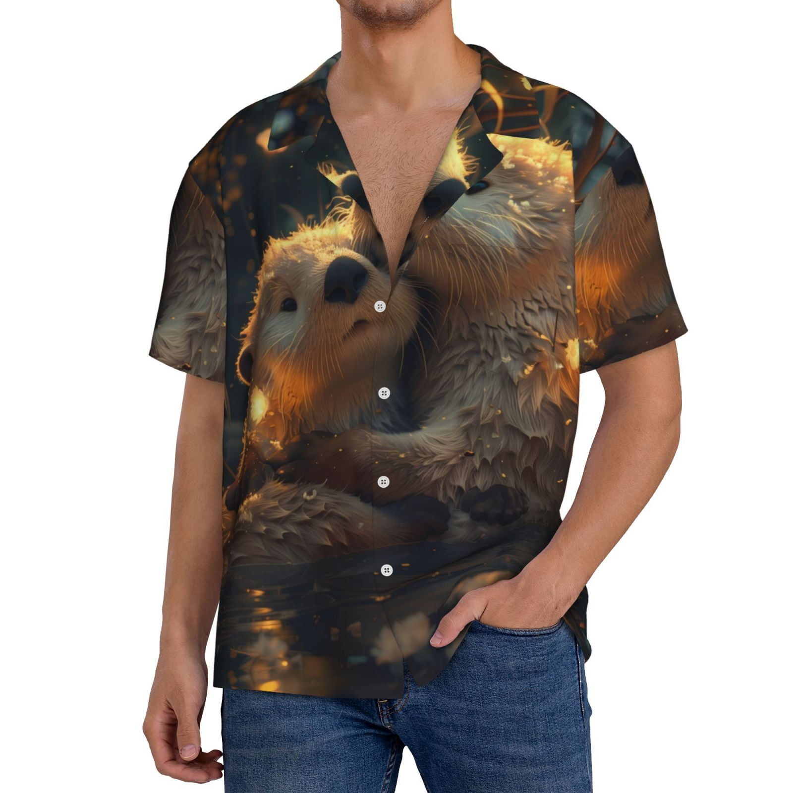 Fuzoiu Adorable Otter Pair Hug Print Men's Casual Short,Men's Short ...