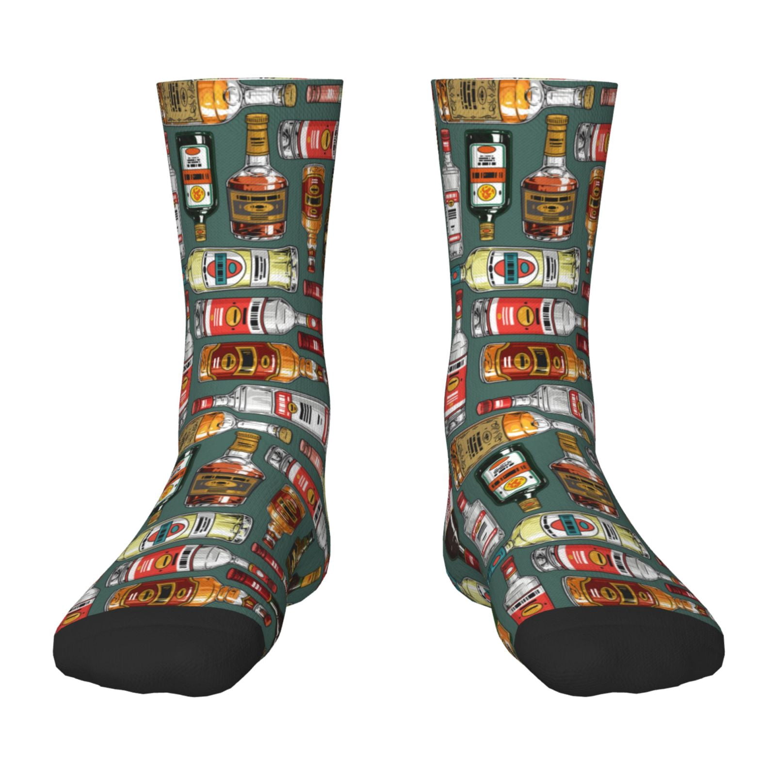 Fuzoiu Alcohol Bottles Print Kids Socks For Boys Girls,Grip Crew Socks ...