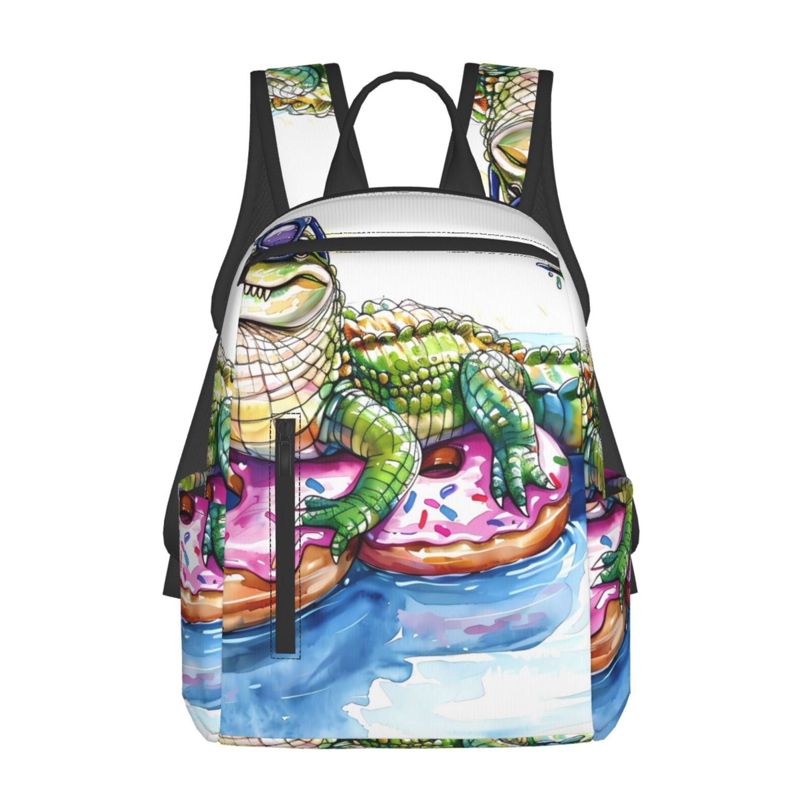 Fuzoiu Alligator Donut Pool Float Print Lightweight Daypack,Weekender Bag for Men and Women ...