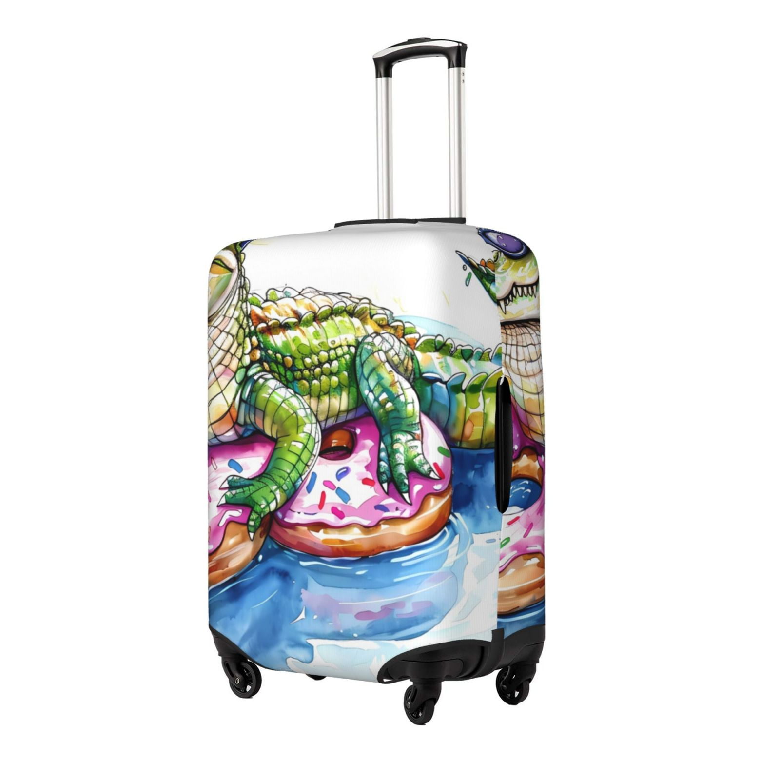 Fuzoiu Alligator Donut Pool Float Print Suitcase Cover,Washable Luggage ...