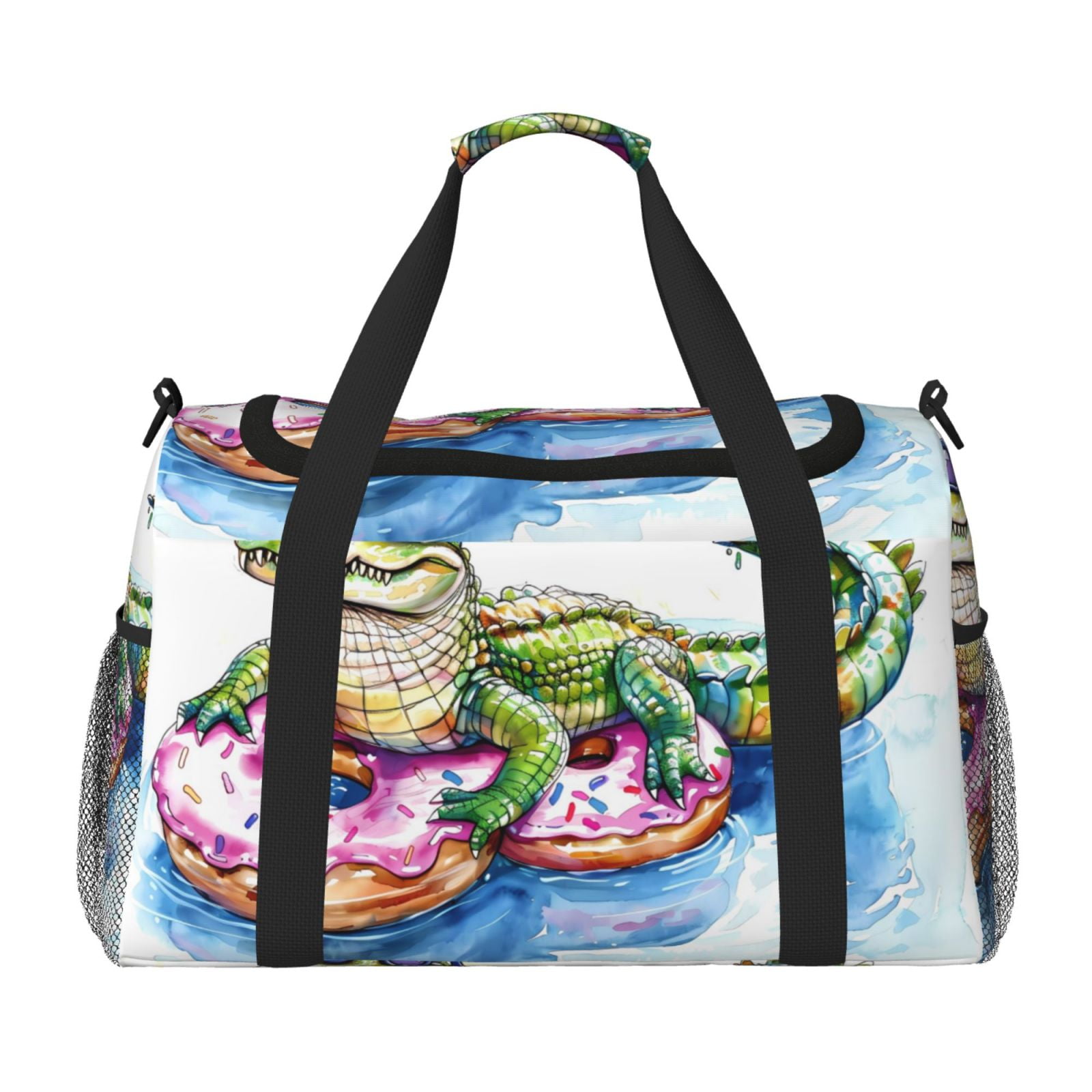 Fuzoiu Alligator Donut Pool Float Print Travel Duffle Bag,Carry On Tote ...