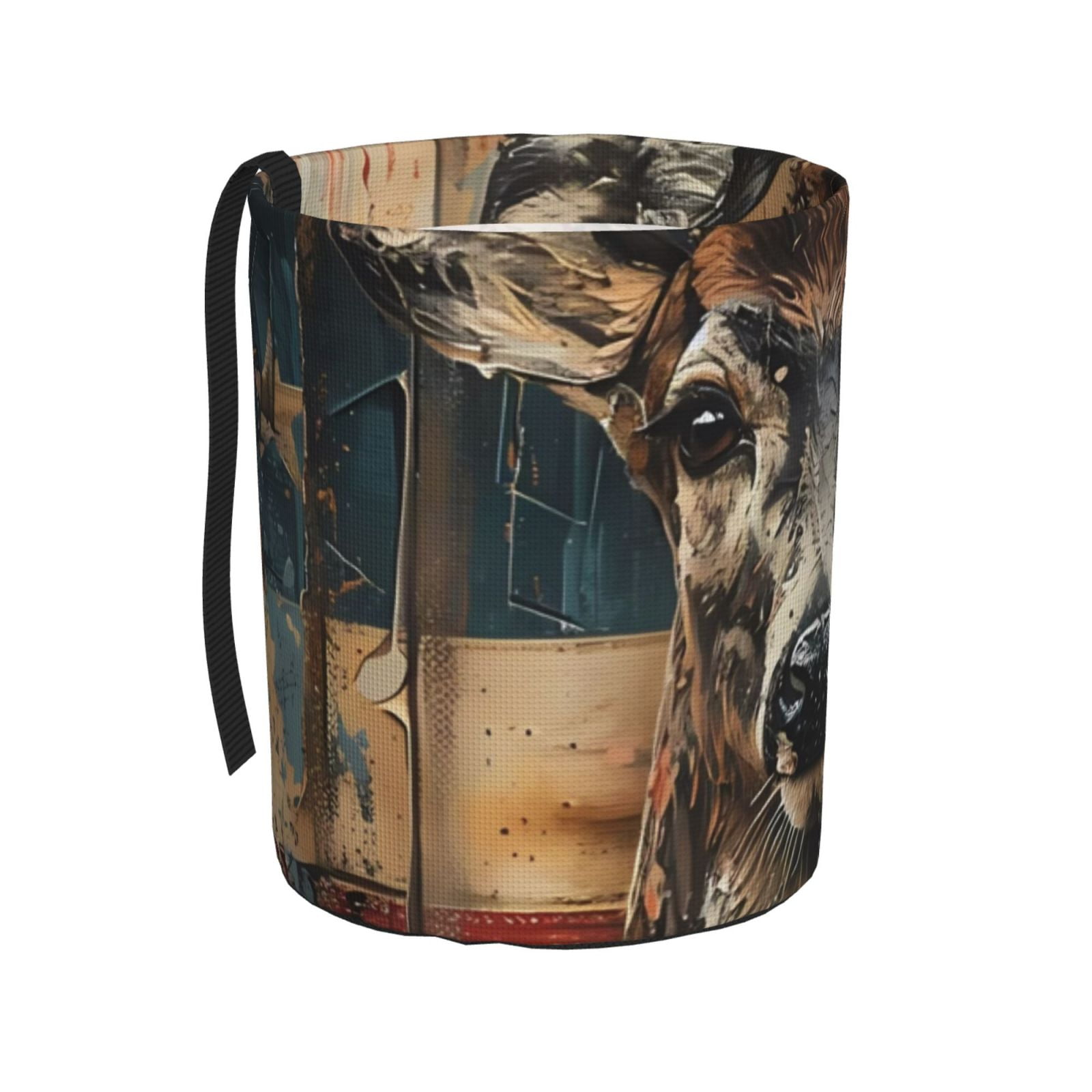 Fuzoiu American Flag Deer Art Print Car Trash Can,Leakproof Car Trash ...