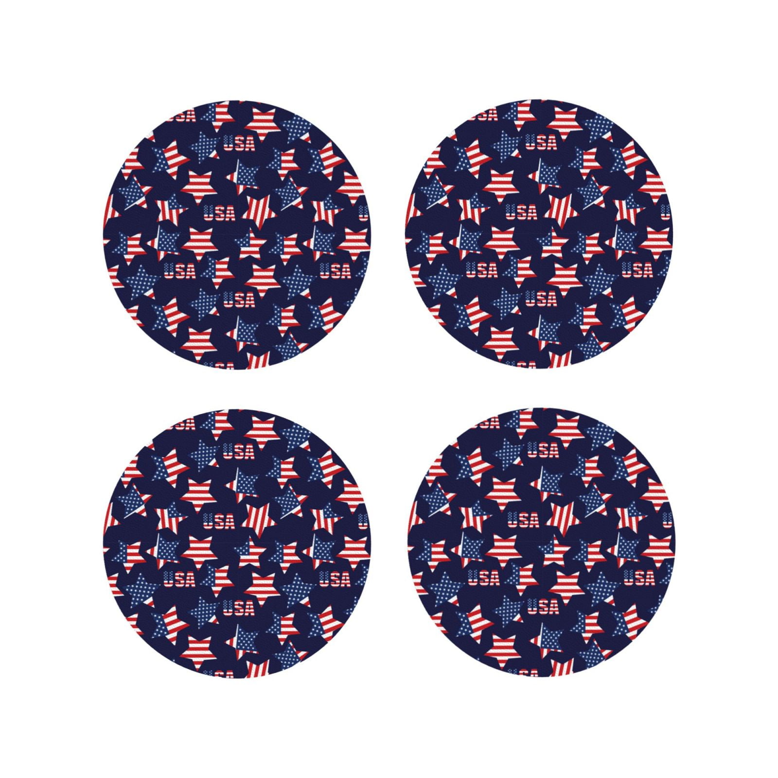 Fuzoiu American Stars Print Leather Coasters Set,Drink Coasters Set of ...
