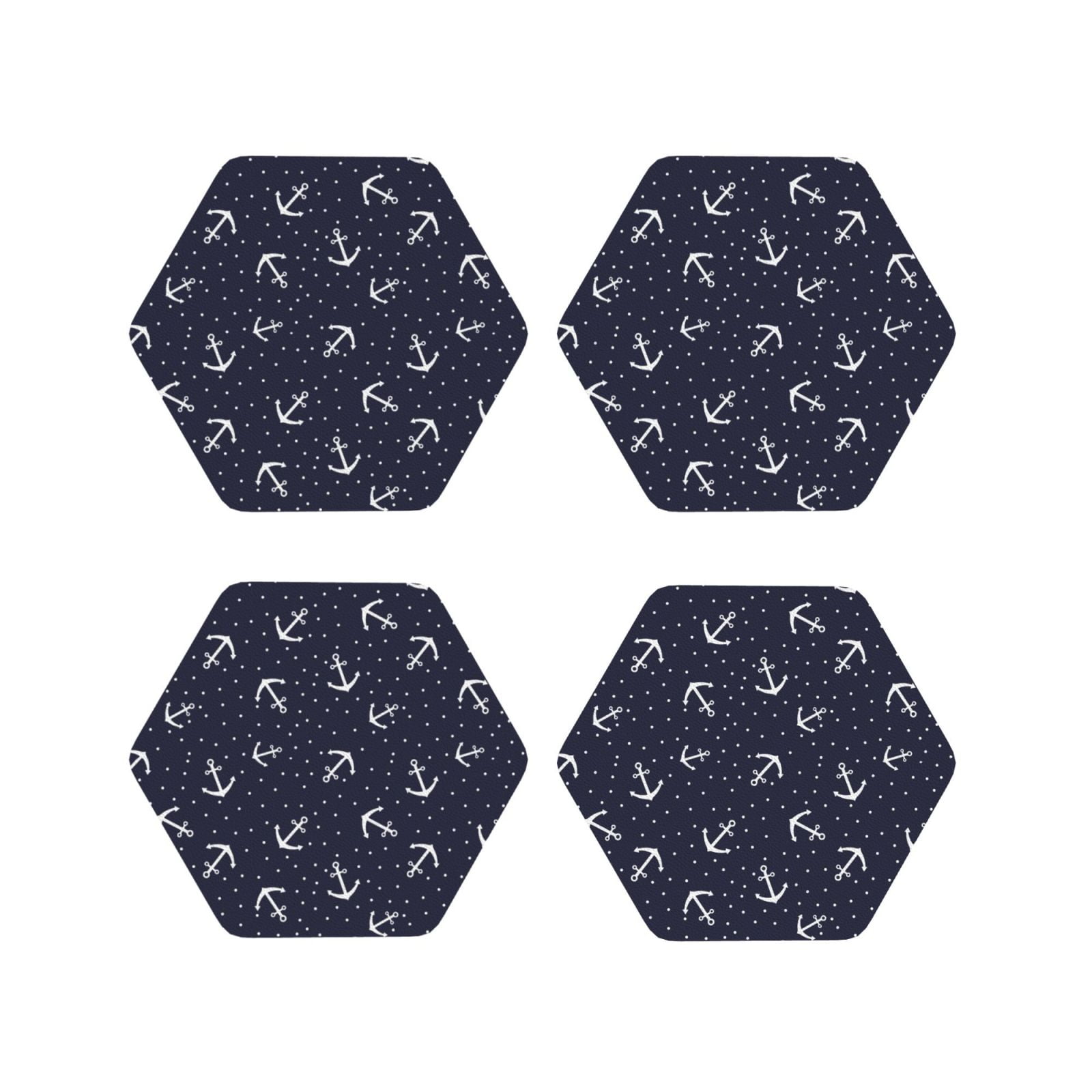 Fuzoiu Anchor Print Leather Coasters Set,Drink Coasters Set of 4,for ...